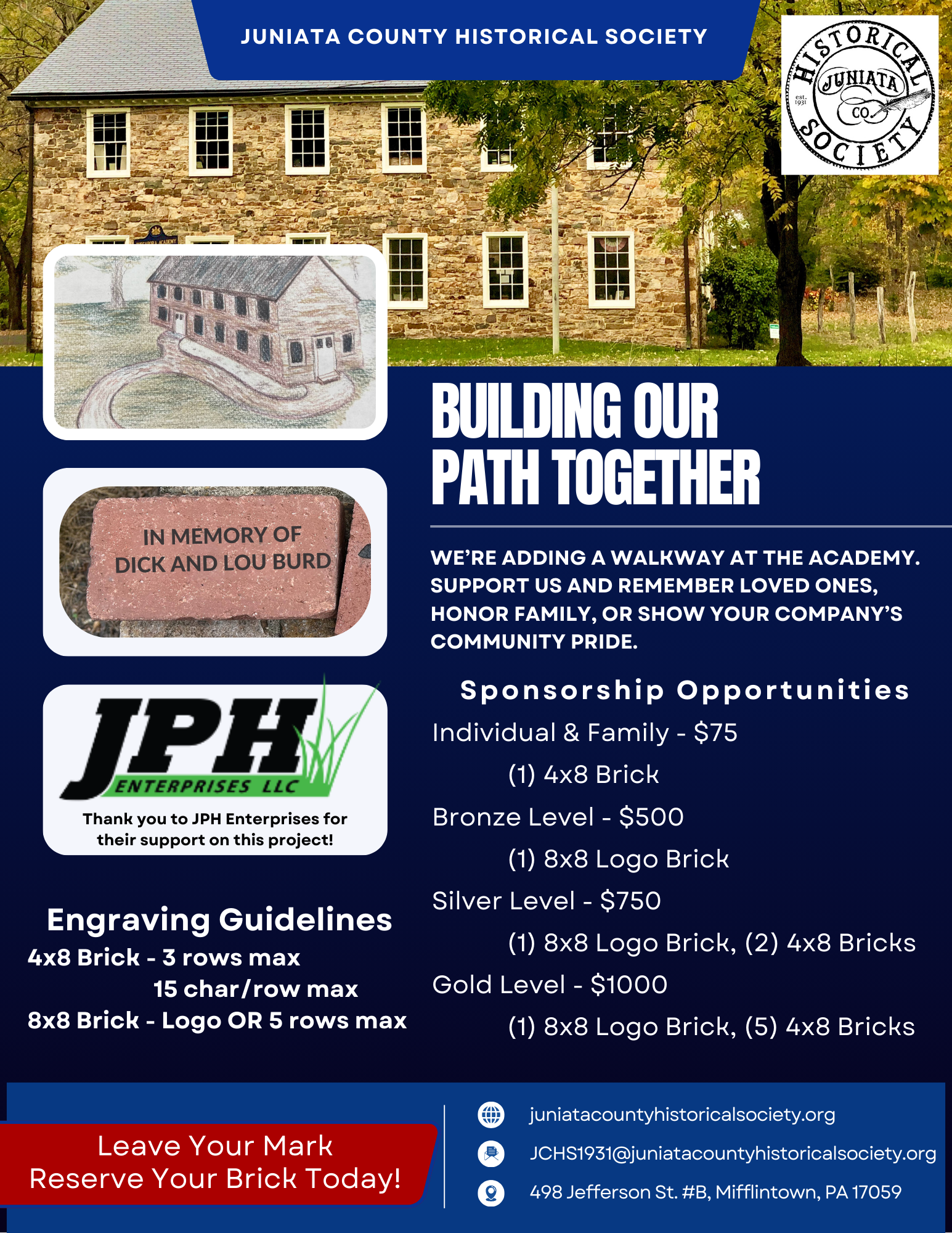 Brick Sponsorships | Juniata County Historical Society